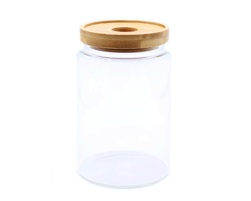 Stylish jar with bamboo lid - 9×15 cm, 850 ml - Biopapa